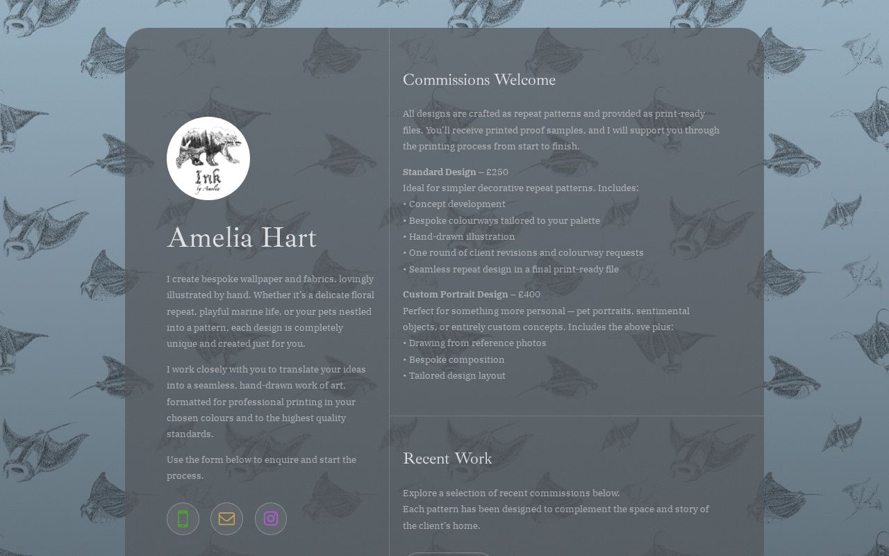 Ink By Amelia Wallpaper and Fabrics